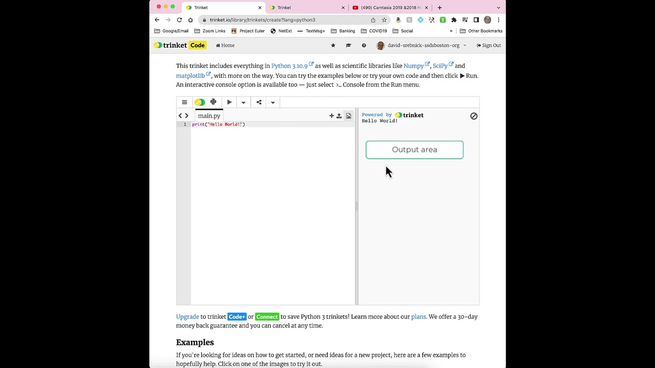Programming in Python on Trinket