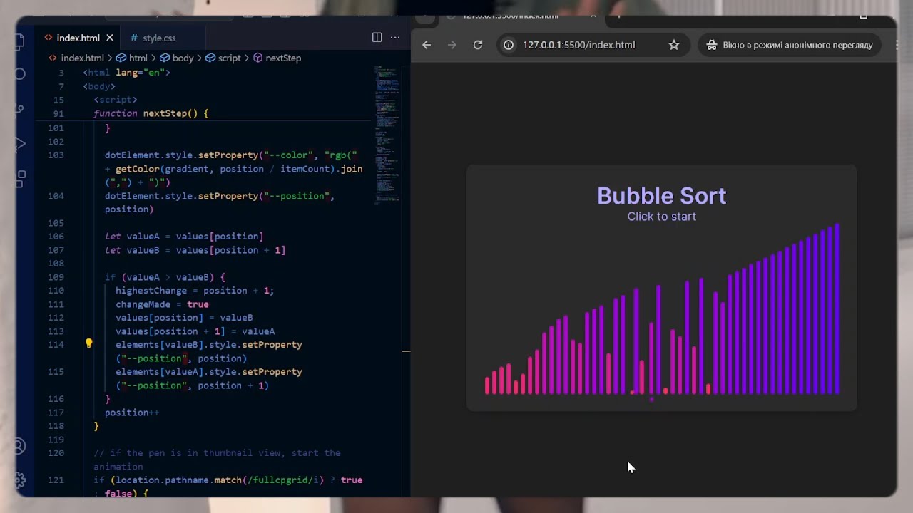 ASMR Programming: Colorful Bubble Sort with JavaScript | No Talking