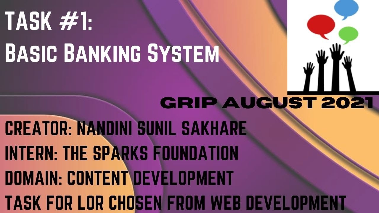 TASK #1: Basic Banking System Website #GRIPAUGUST21 #VSCode #GitHub