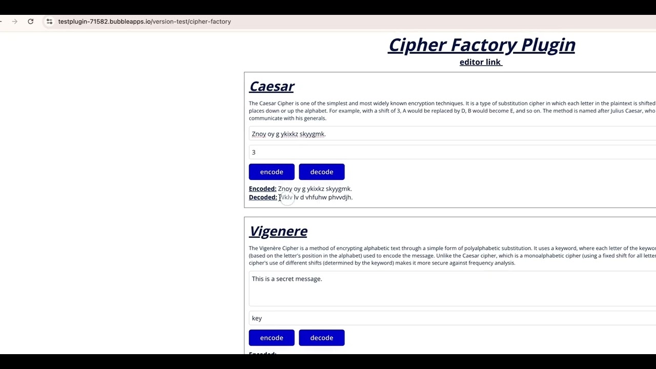 Bubble Plugin - Cipher Factory