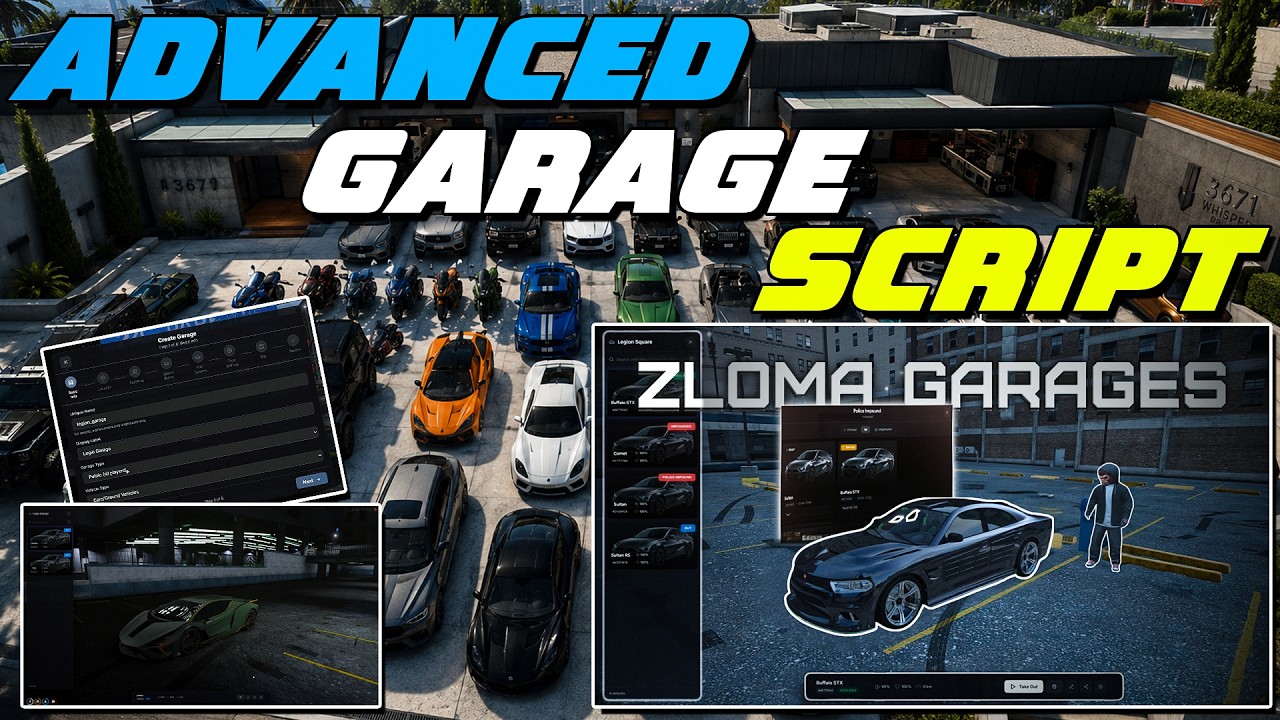 Advanced Garage Script |Garage Creator | Zloma Scripts | QBCore/ESX | FiveM Tutorial #256