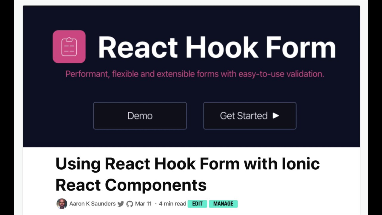 Using React Hook Form with Ionic React Components