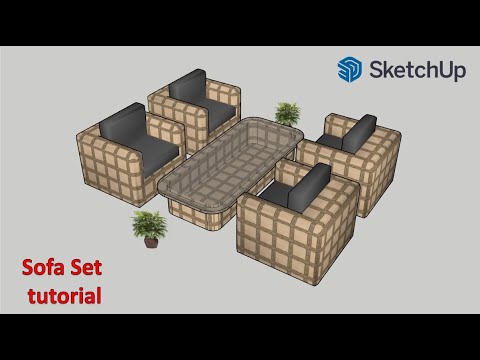 Sketchup Tutorial: How to make a Sofa set ? || HW Blue
