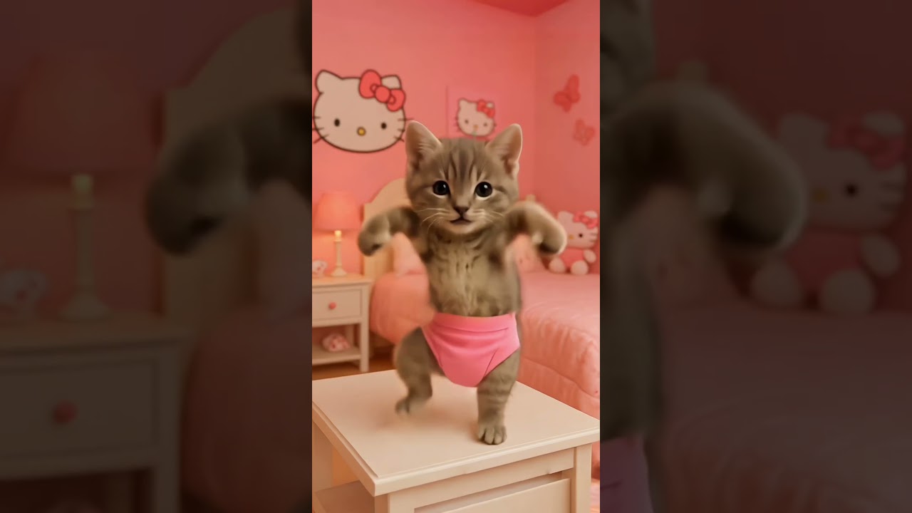 CUTE KITTY FAN OF HELLO KITTY DANCING