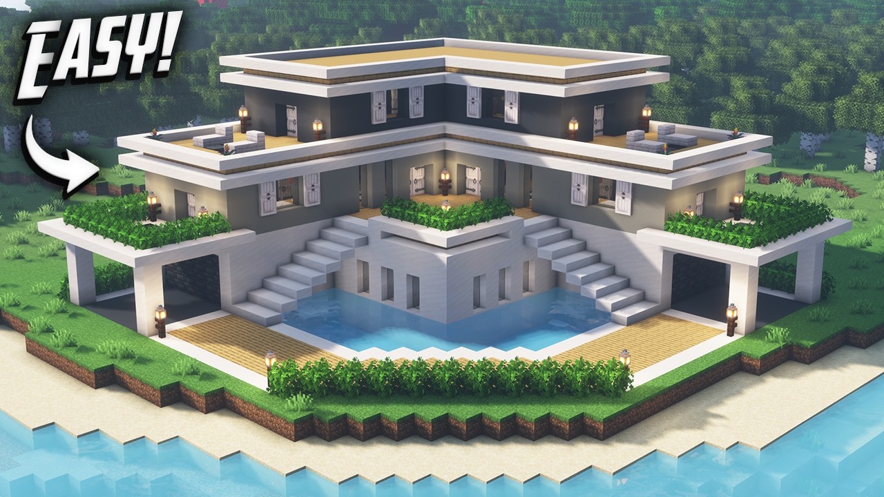 Minecraft: How To Build A Modern Mansion House Tutorial (#59)
