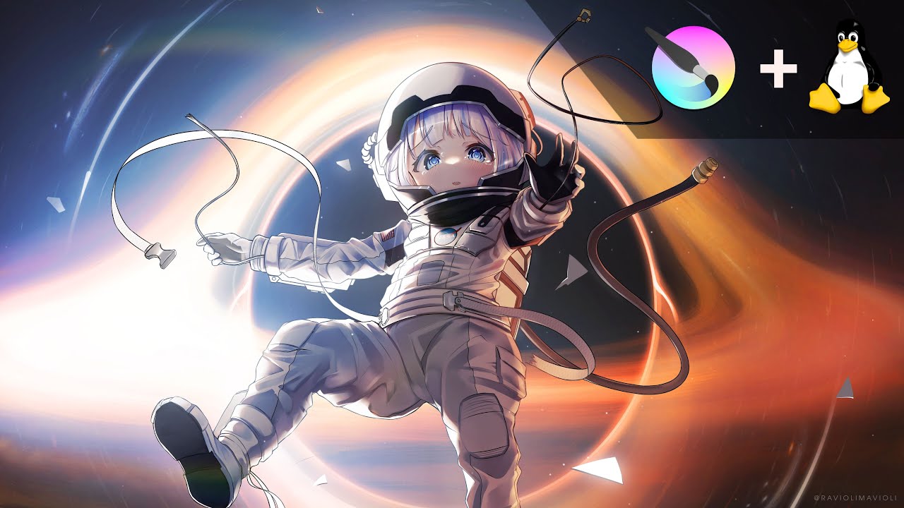 [Krita 5.0.6] Interstellar Gura - Timelapse || Drawing on Linux