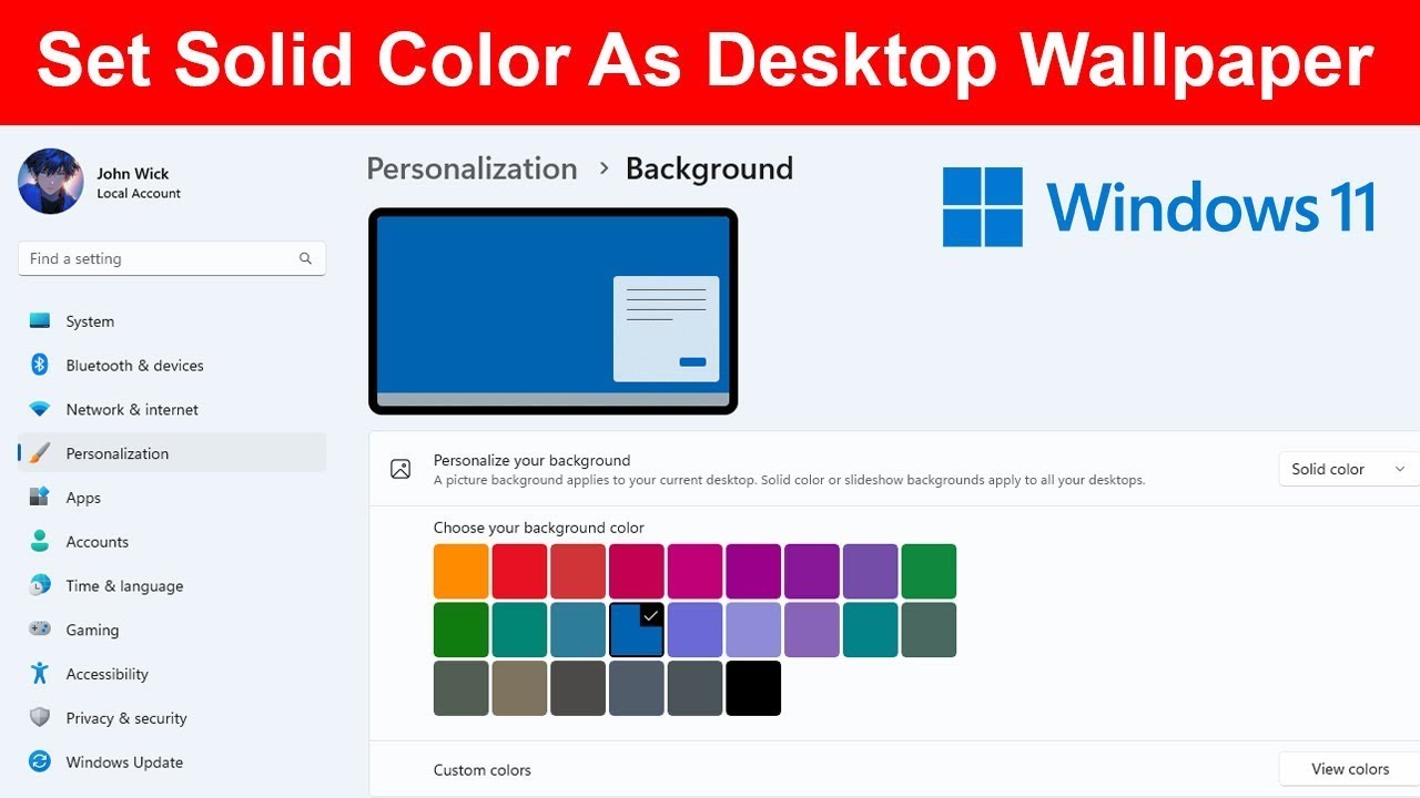 How to Set Solid Color as Desktop Wallpaper in Windows 11 | Quick & Easy Guide