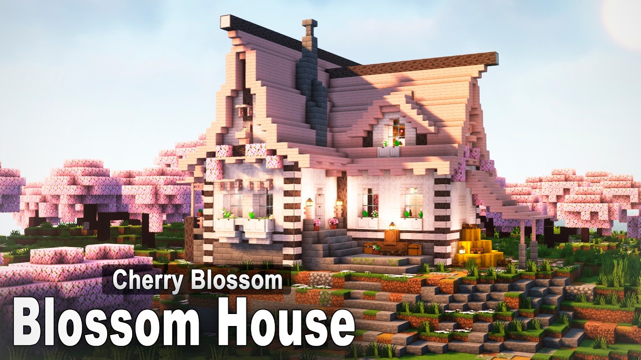 Minecraft: How to build a Pale Oak and Cherry House | Easy Tutorial ...