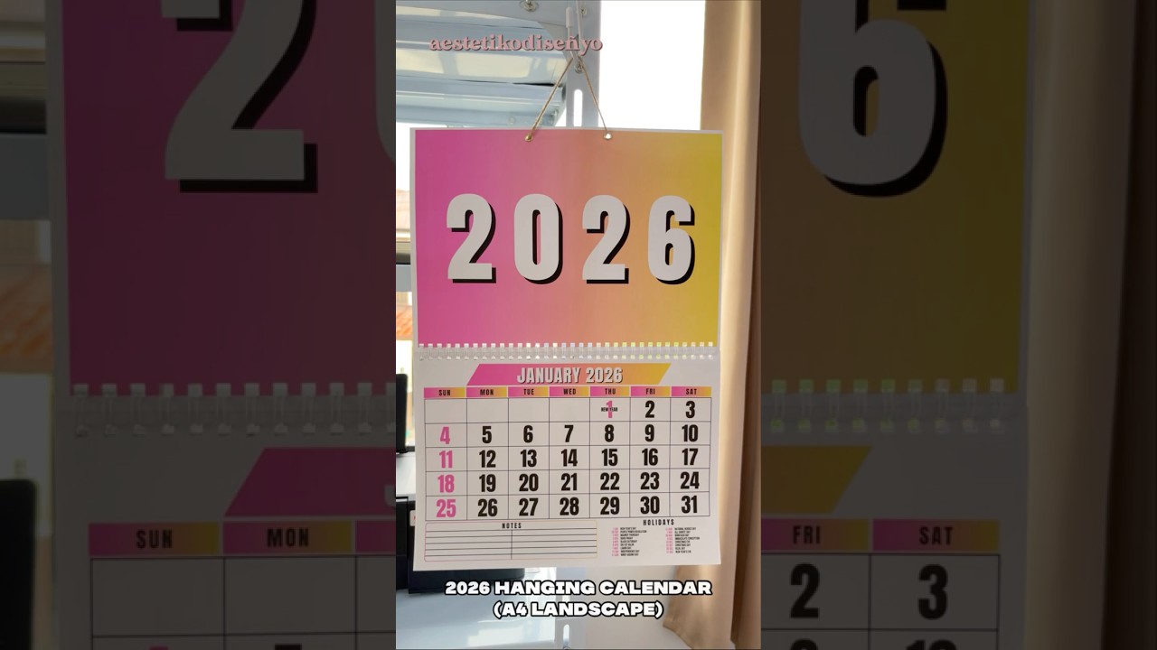 2026 Hanging Calendar (A4 Landscape). 🗓️🍂🌿 #ytshorts