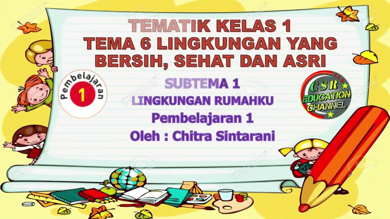 Kelas 1 Tematik : Tema 6 Subtema 1 Pembelajaran 1 (LINGKUNGAN YANG BERSIH, SEHAT DAN ASRI)