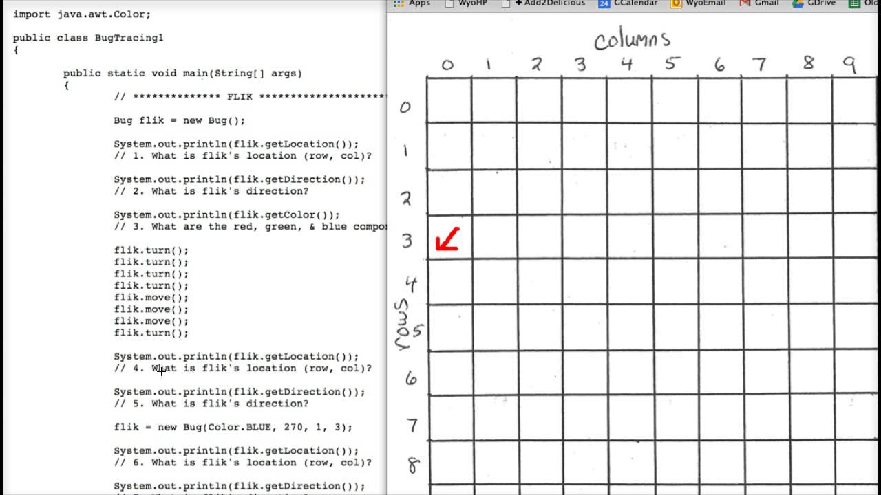 Java Bug Tracing Worksheet 1