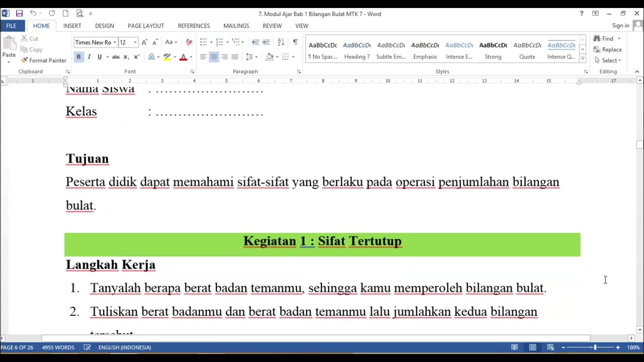 Download Modul Ajar | Bilangan Bulat | Matematika Kelas 7 |  Deep Learning