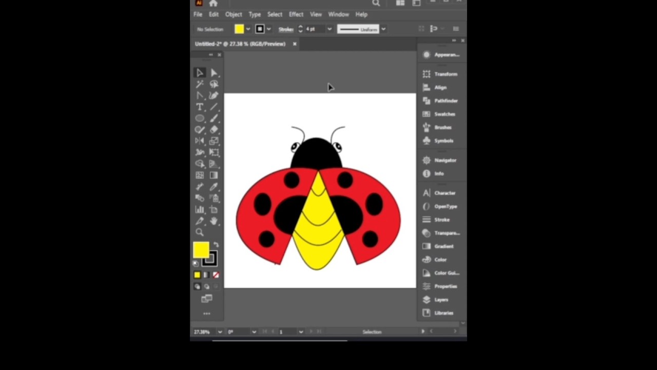Ladybug Design in Illustrator  #graphicmentor #creativedesign