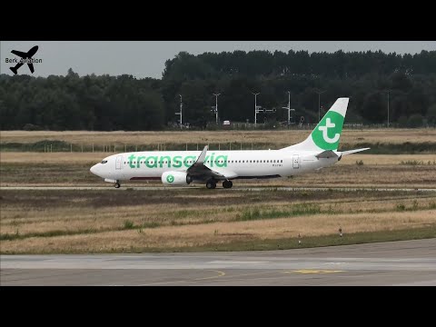 4K Transavia Boeing 737 PH-HXJ takeoff from Eindhoven Airport!