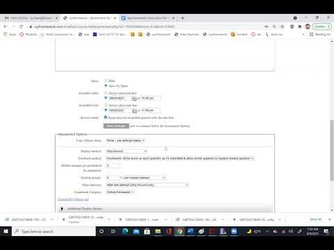 how to change setting of an assignment in xyz homework