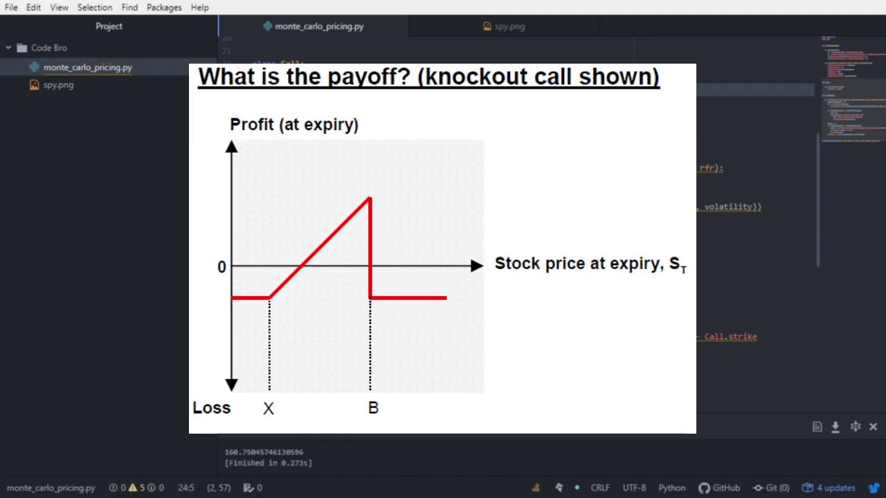 Monte Carlo Pricing Financial Derivatives in Python
