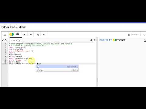 Python NumPy program to compute the mean, standard deviation, and variance