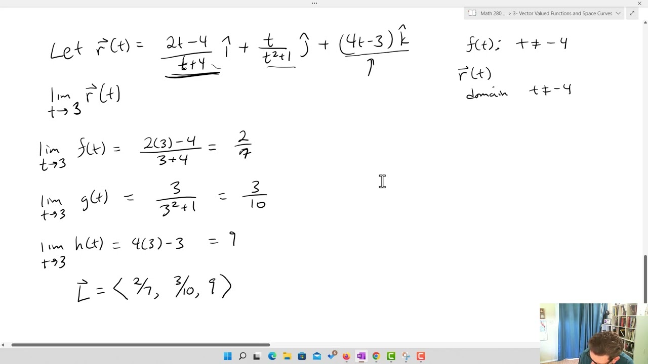 Limits and Continuity for Vector Valued Functions