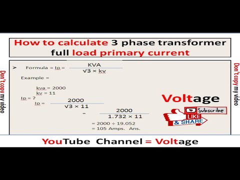 how to calculate 3 phase transformer full load primary current with KVA