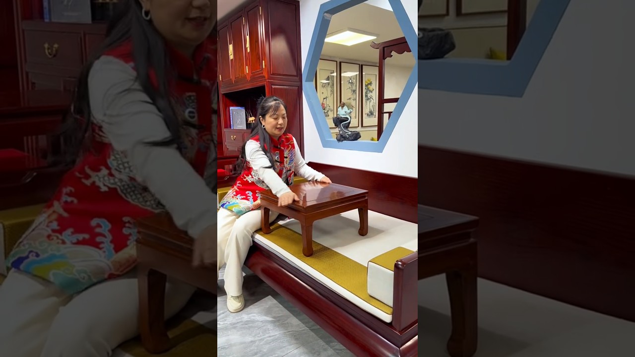 Space-Saving Folding Table Made from Solid Elm #shorts #amazing #trending #viralvideo