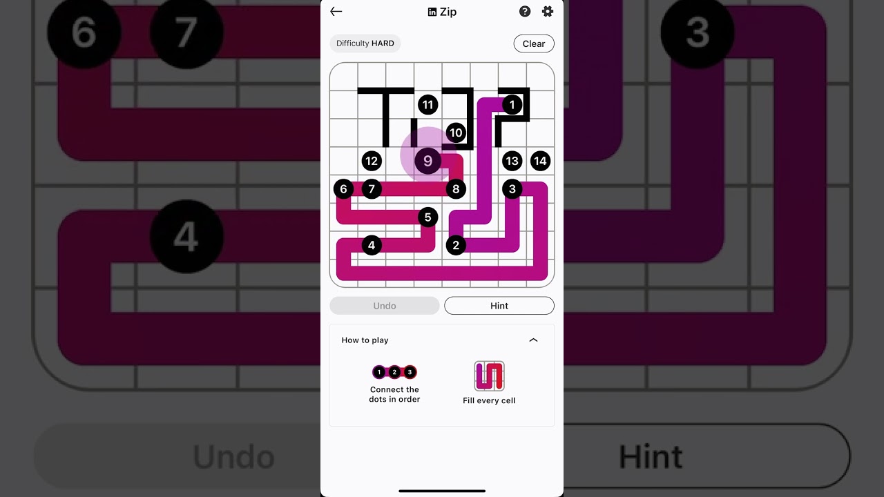 LinkedIn Zip Game #146 Answer #connectthedots #games #linkedin #gaming