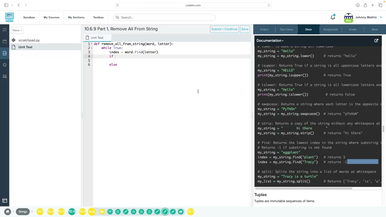 Codehs Python 10.6 Video Tutorial: String Methods