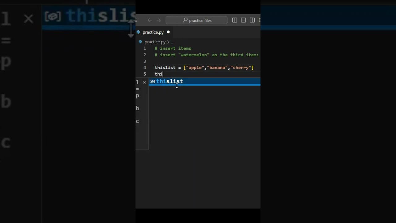 Insert items | #python #coding #learnpython #pythonforbeginners
