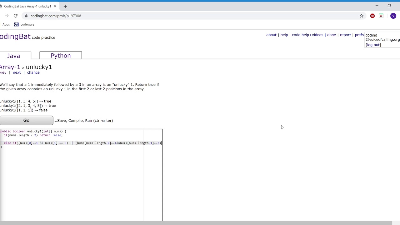 Array-1(unlucky1) Java Tutorial || codingbat.com