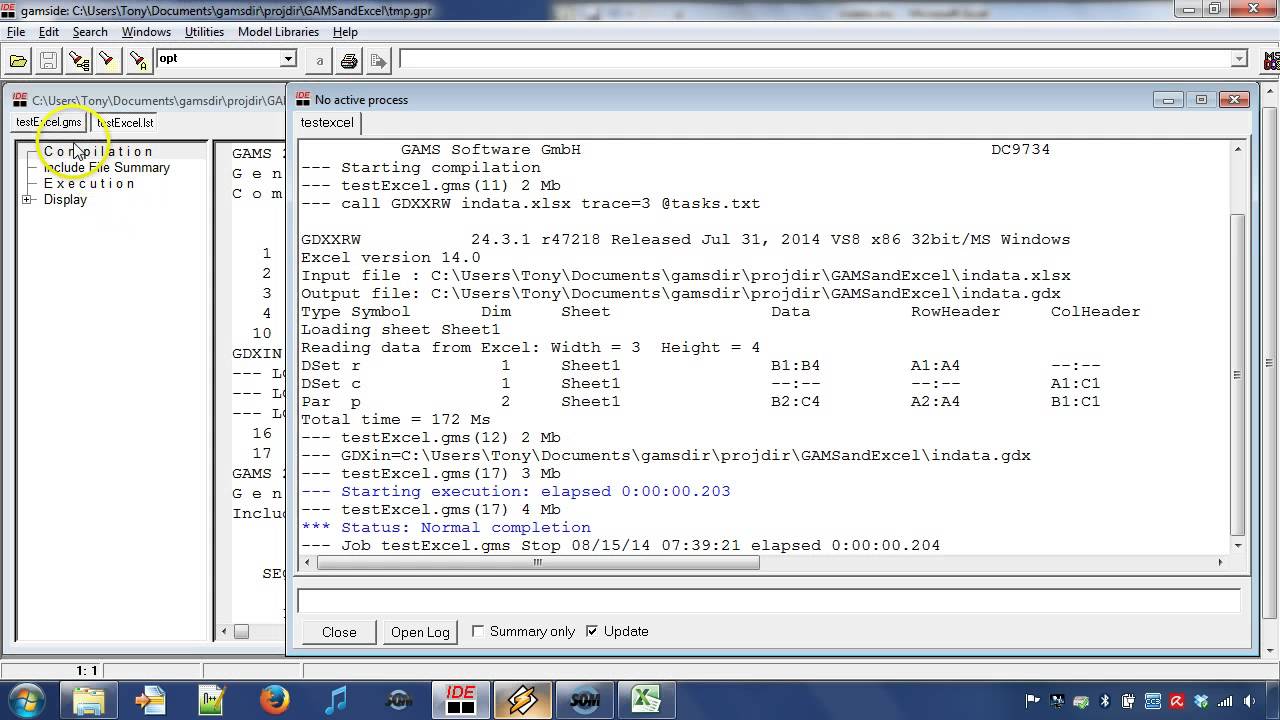 GAMS and Excel - Using GDX to Transfer Data