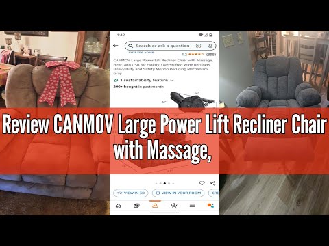 Review CANMOV Large Power Lift Recliner Chair with Massage, Heat, and USB for Elderly, Overstuffed W