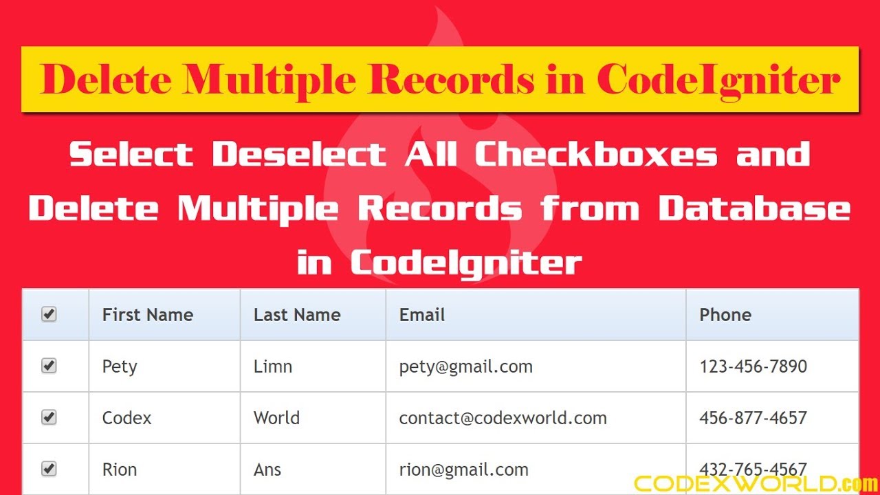 Delete Multiple Records from Database in CodeIgniter