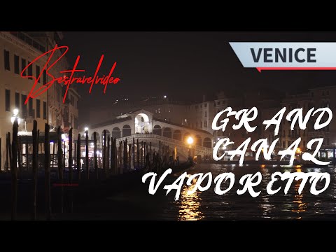 Venice, Italy Grand Canal to Lido ATV Line 1 with The Vaporetto at Night