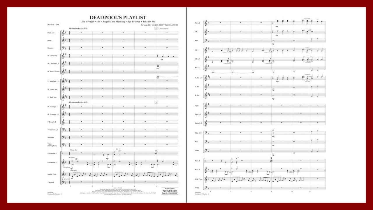 Deadpool's Playlist (Like A Prayer, Take On Me & more) | Arr. Carol Brittin Chambers | Concert Band