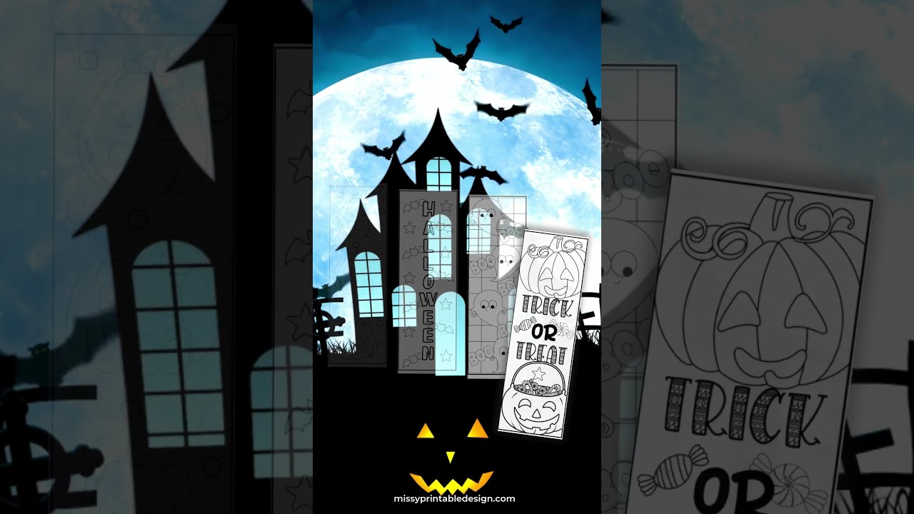 Free Printable Halloween Coloring Bookmarks #freeprintables #halloweencoloring #halloweencrafts