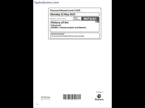 PEARSON EDEXCEL A LEVEL HISTORY OF ART PAPER 1 2023 (9HT0/01: Visual Analysis And Themes)