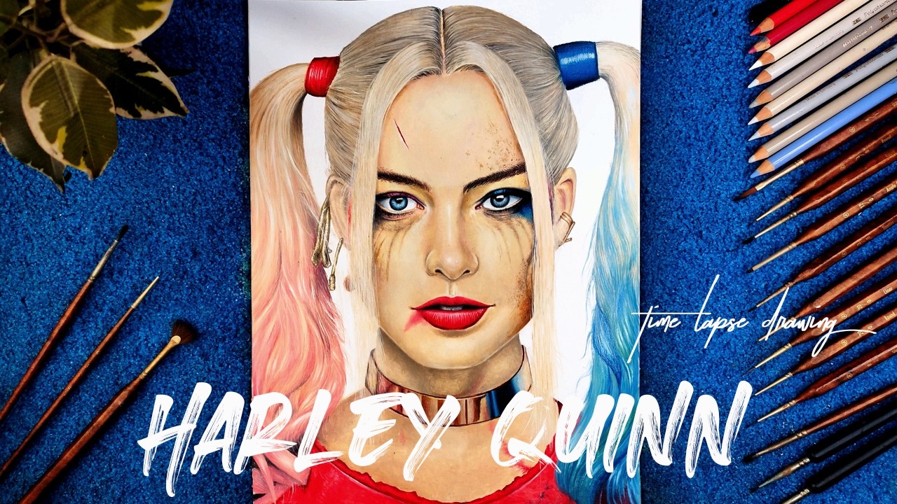 How to draw Harley Quinn Realistic Oil Painting | arturzza | #art #harleyquinn #drawing