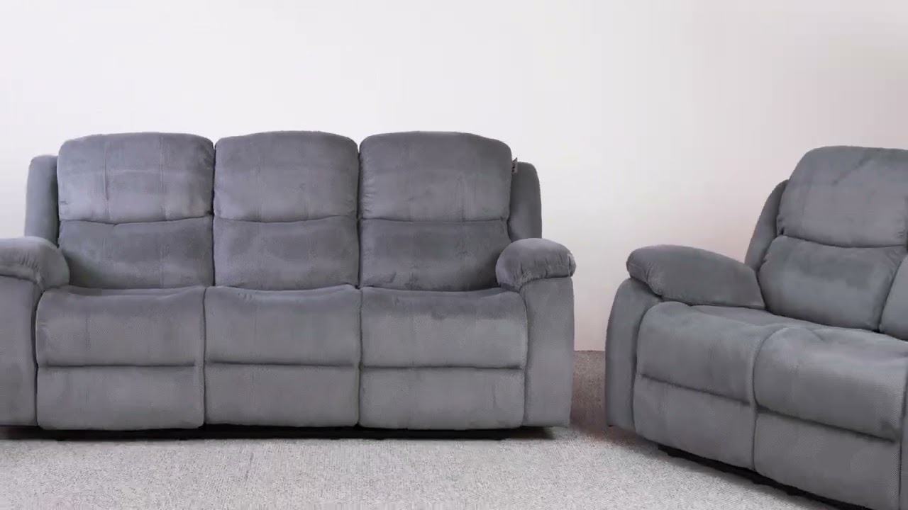 Emma Grey Fabric Reclining Sofas available at Sheepbridge Interiors