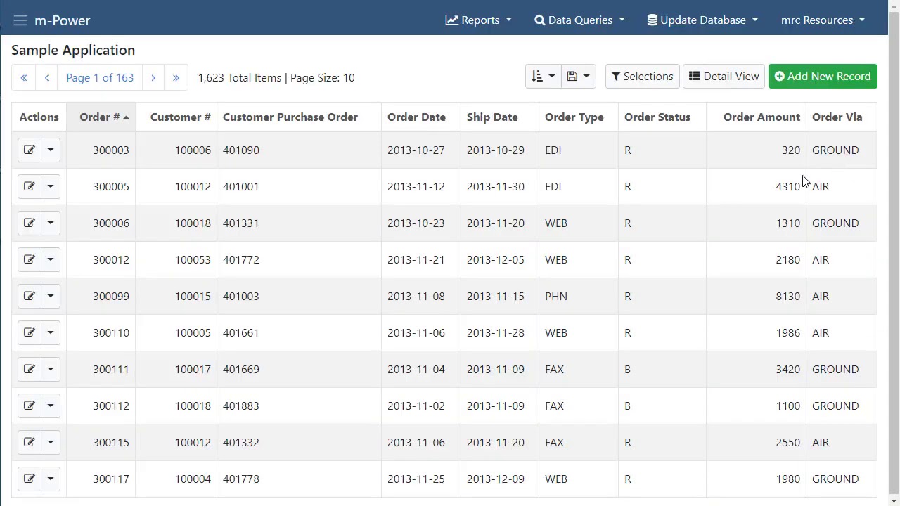 Create a web based data management system