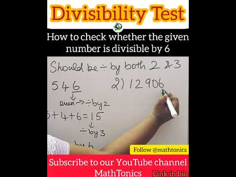 Check whether the given number is divisible by 6 | Math Tricks & Shortcuts 🔥| MathTonics #Shorts