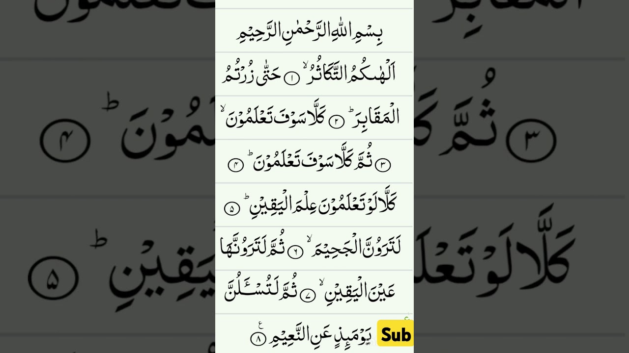 SURAH AT TAKASUR beautiful recitation recitation surahtakasur quran tilawat