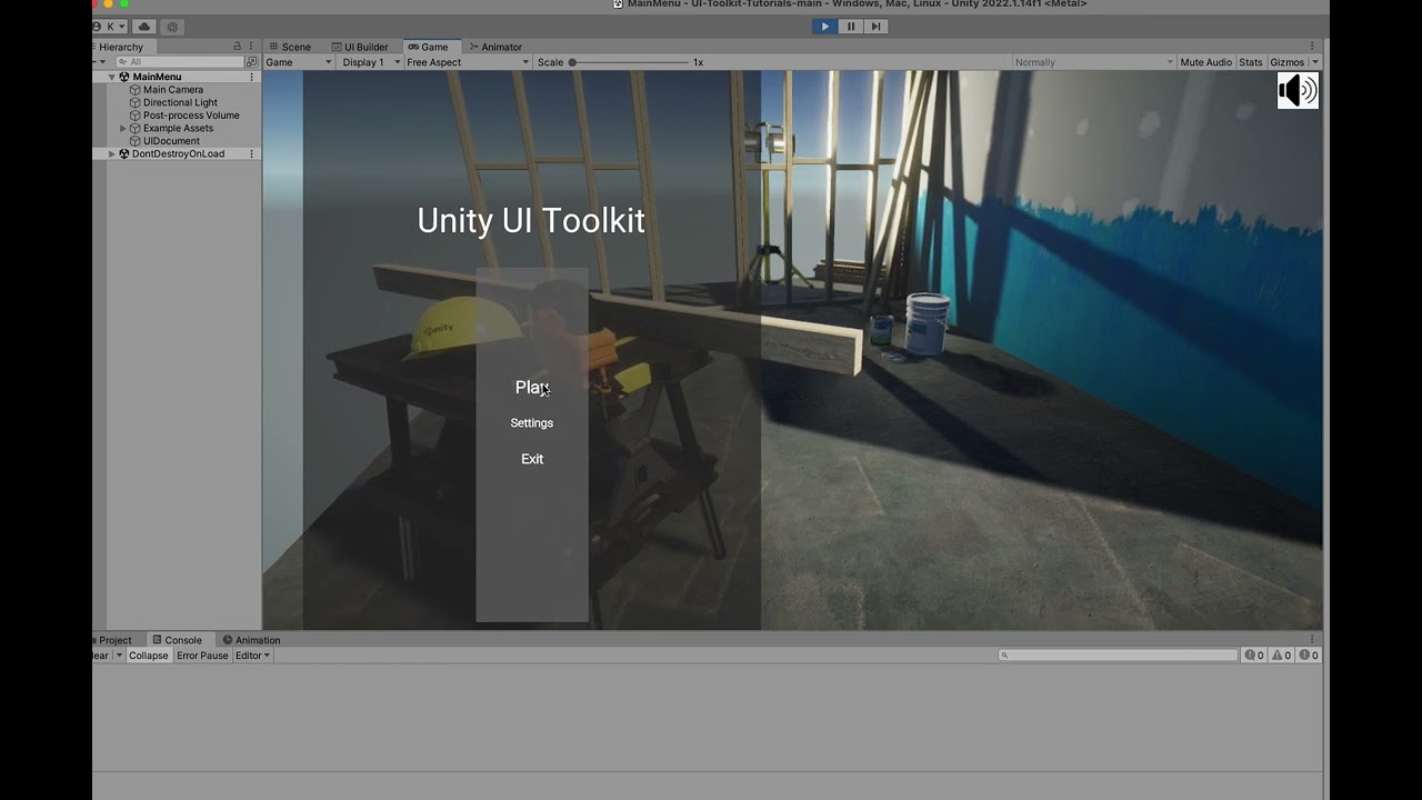 Dynamic Main Menu - Using Unity UI Toolkit