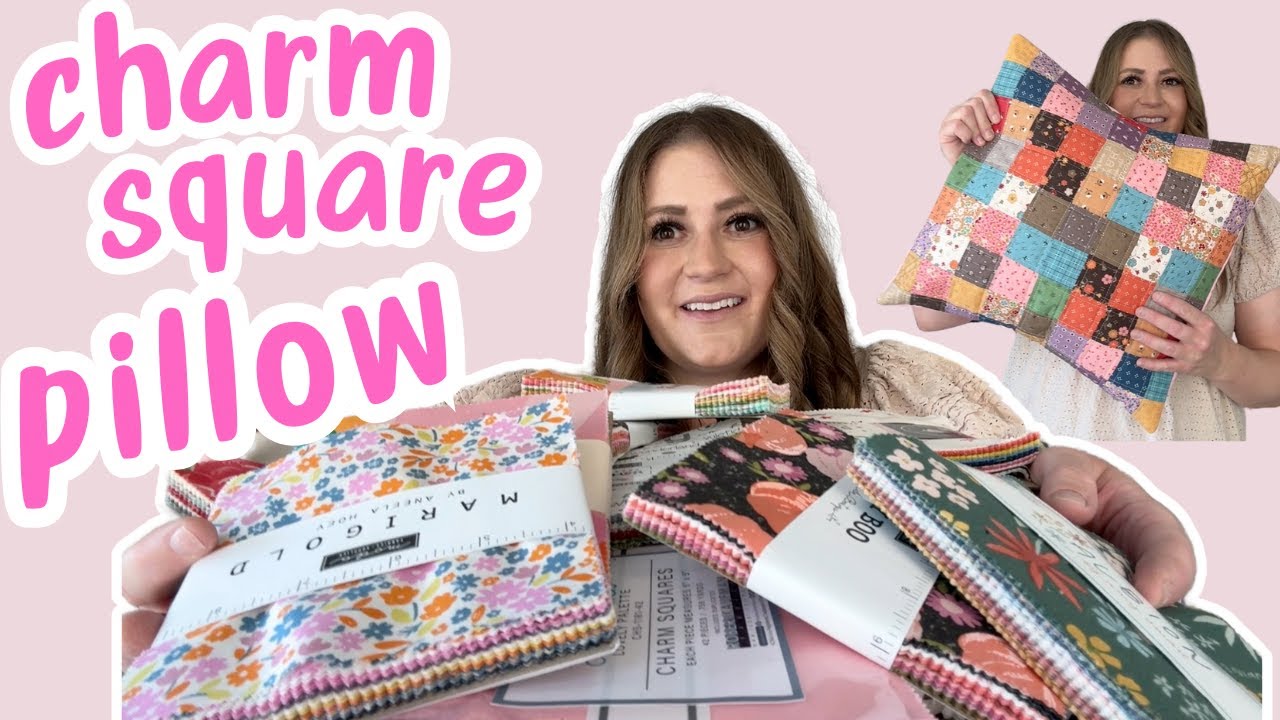 Patchwork Pillow using 5” CHARM SQUARES! Turn your favorite charm pack into a quilted pillow cover
