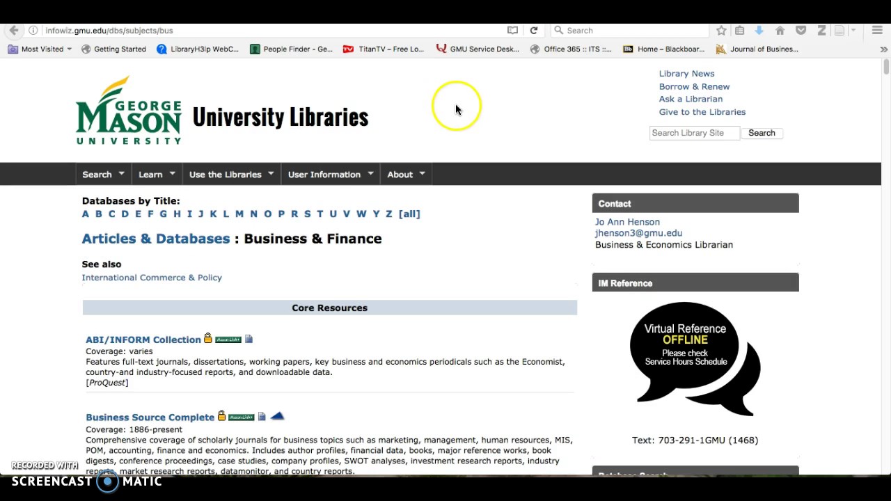 Welcome to Mason Libraries/Business Librarian