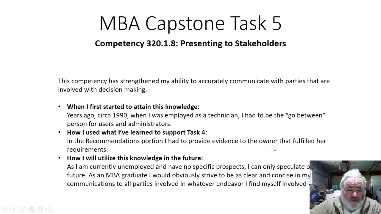 Task 5, WGU, Capstone, MBA