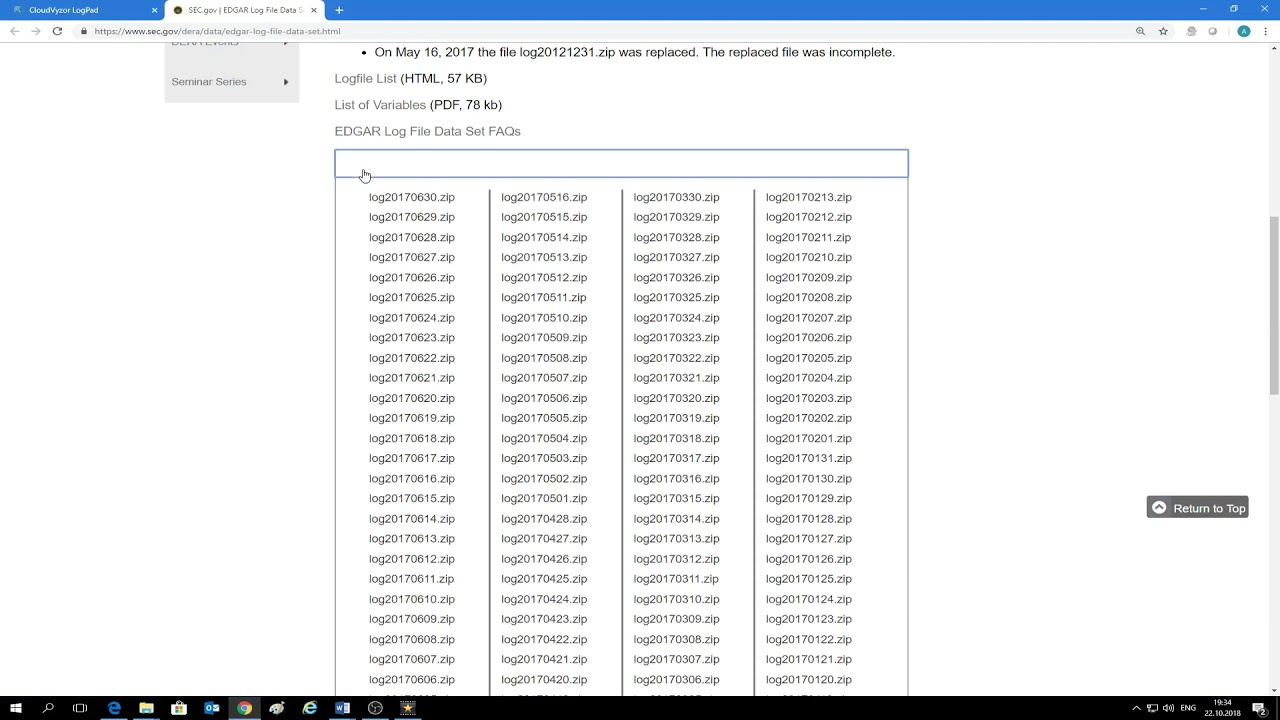 Searching the archived logs