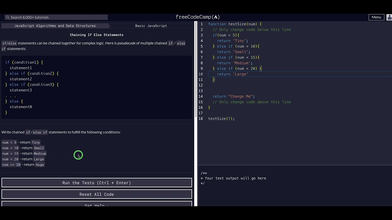 Chaining If Else Statements - Free Code Camp Help - Basic Javascript Algorithms & Data Structures