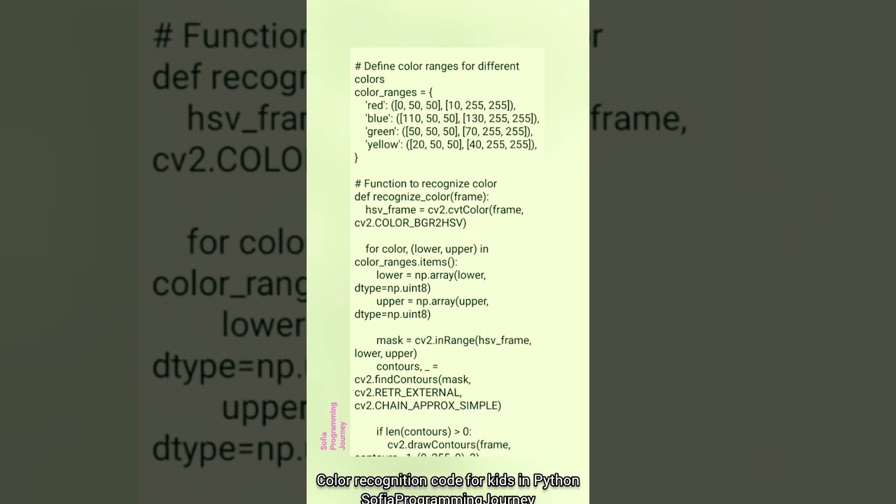 Color Recognition  Code for Kids in Python | Fun and Educational Coding Project#PythonForKids
