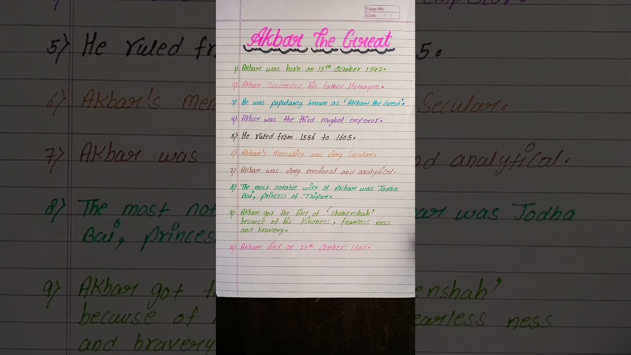 💥Akbar the great l 10 lines eassy on Akbar l easy lines on Akbar l Handwriting l #akbar #shorts