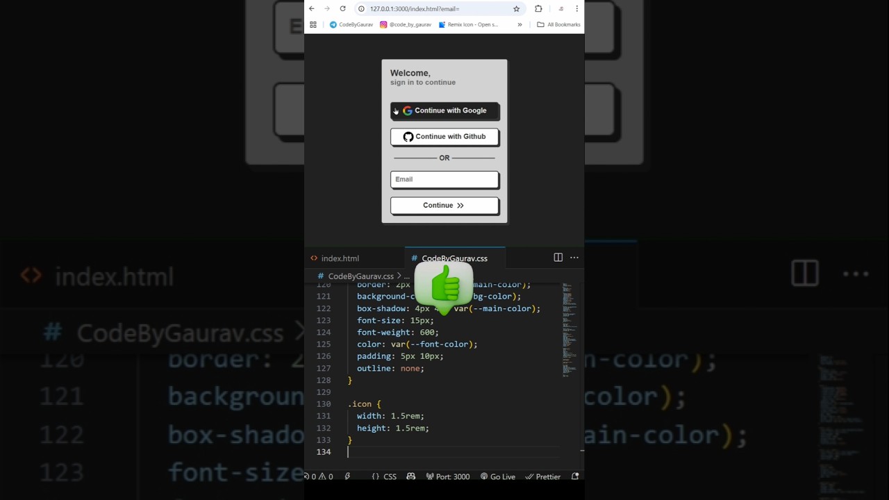 🔐 Sign In with Google or GitHub UI using HTML & CSS #webdevelopment #coding #htmlcss #shotrs