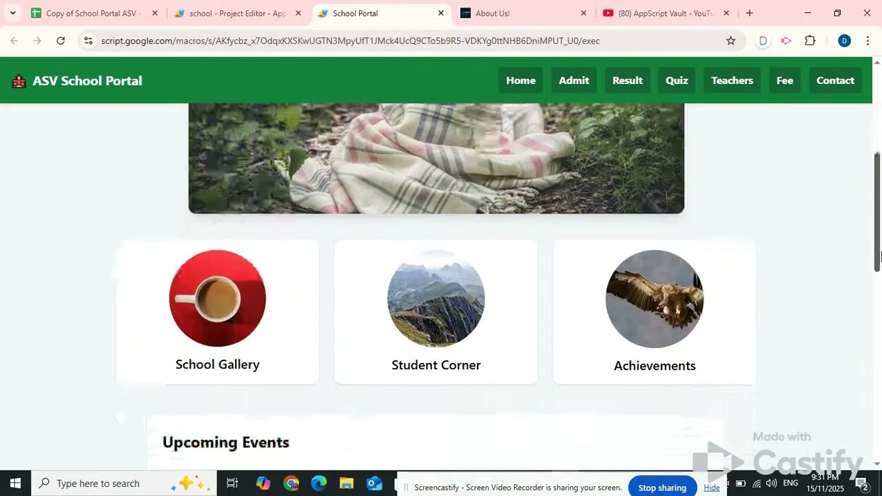Make an School Website Dashboard | Google sheet Web App Script  | AppScript Vault #coding  #school